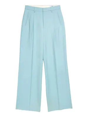 Ami High-waisted Pleated Wool Trousers - Blue