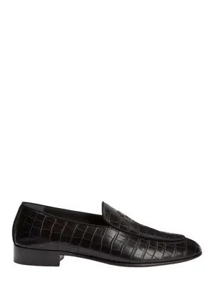 GIUSEPPE ZANOTTI Rudolph Embossed Crocodile Loafers - Black
