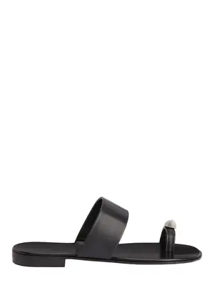 GIUSEPPE ZANOTTI Norbert Leather Toe-loop Sandals - Black