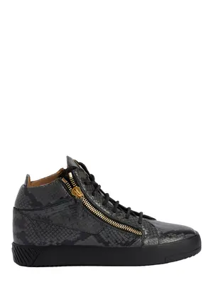 GIUSEPPE ZANOTTI Kriss Python-effect Mid-top Sneakers - Grey
