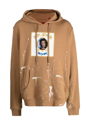 MOSTLY HEARD RARELY SEEN Mostly Heard Rarely Seen 8-Bit Graphic-Print Cotton Hoodie Brown