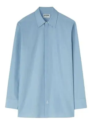 JIL SANDER Logo-embroidered Pinstripe Shirt Blue