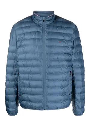 Tommy Hilfiger Logo-patch Zipped Puffer Jacket - Blue