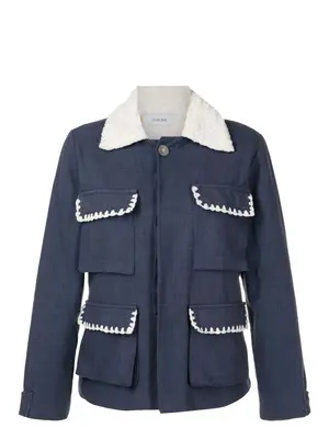 Isolda Shearling-collar Cotton Jacket - Blue