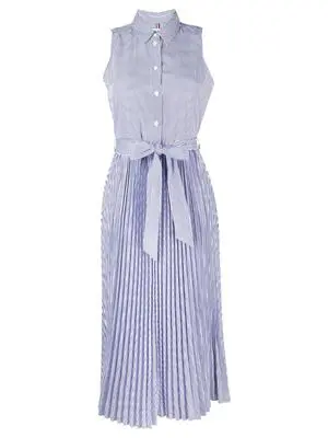 Tommy Hilfiger Striped Pleated Shirt Dress - Blue