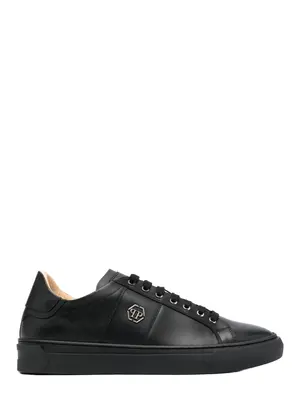 Philipp Plein Logo-plaque Leather Sneakers - Black