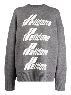 We11Done Intarsia-knit Logo Jumper - Grey
