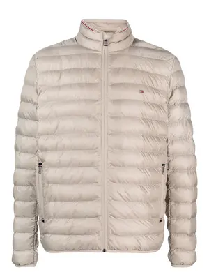 Tommy Hilfiger Logo-patch Zipped Puffer Jacket - Neutrals