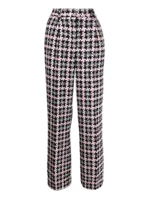 MSGM High-waisted Tweed Trousers - Black