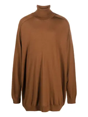 SOCIETE ANONYME Roll-neck Longline Wool Jumper - Brown