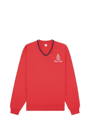 SPORTY & RICH Embroidered-logo Cotton Sweatshirt - Red