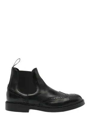 DOUCAL'S Perforated Leather Ankle Boots - Black