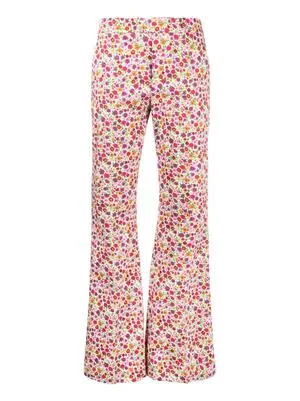 La DoubleJ Floral-print Flared Trousers - Pink