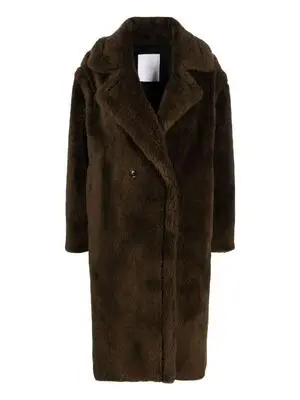 YVES SALOMON Plaid Wool Coat - Brown