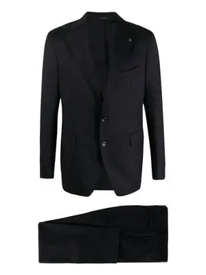 Tagliatore Logo-plaque Virgin-wool Single Breasted Blazer - Blue