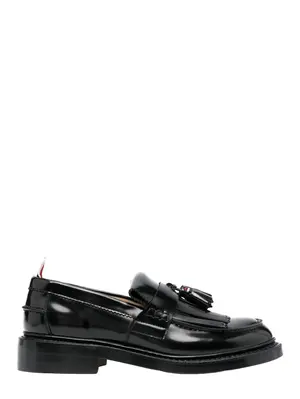 Thom Browne Rwb-tab Leather Loafers - Black