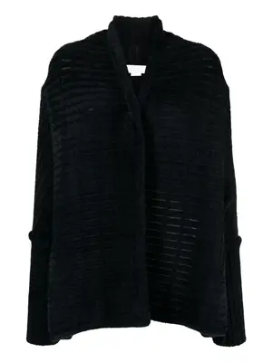 GENNY Faux-fur Trim High-low Cardigan - Black