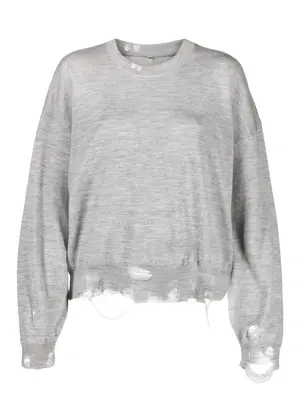 R13 Distressed Merino Wool Jumper - Grey