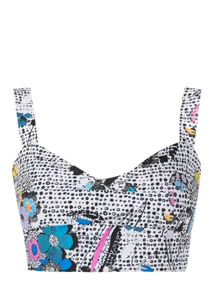 AMIR SLAMA Graphic-print Sweetheart-neck Top - Multicolour