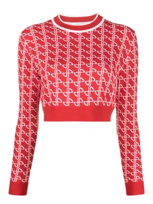 PATOU Logo-jacquard Merino Wool Jumper - Red