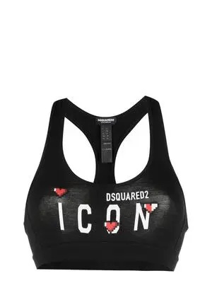 Dsquared2 Icon-print Sports Bra - Black