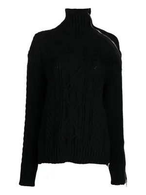 Monse Cable-knit Zip-detailed Jumper - Black
