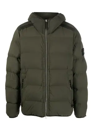 Stone Island Compass-patch Padded Down Jacket - Green