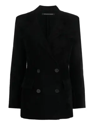 ANTONINO VALENTI Notched-lapel Double-breasted Blazer - Black