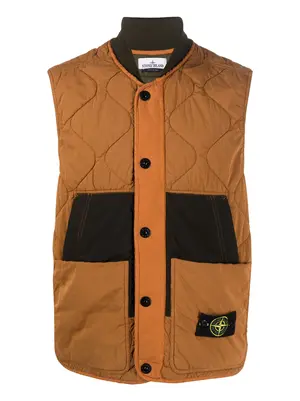 Stone Island Compass-patch Quilted Gilet - Brown