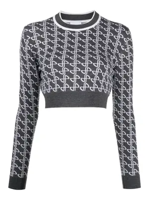 PATOU Jacquard Merino Cropped Jumper - Grey