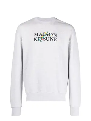 Maison Kitsuné Logo-print Cotton Sweatshirt - Grey