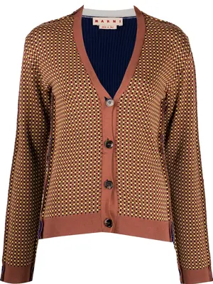 MARNI Marni Graphic-Print V-Neck Cardigan