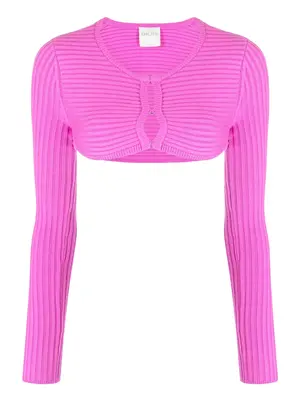 FORTE_FORTE Ribbed-knit Cropped Top - Pink