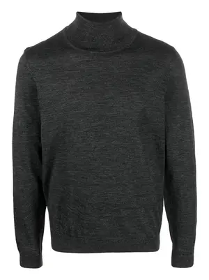 BOSS Roll Neck Virgin Wool Jumper - Grey