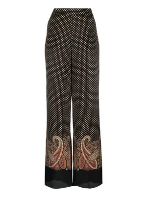 Etro Paisley-print Wide-leg Trousers - Black