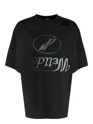 We11Done Logo-print Cotton T-shirt - Black