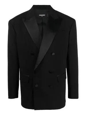 Dsquared2 Double-breasted Silk-lapels Blazer - Black