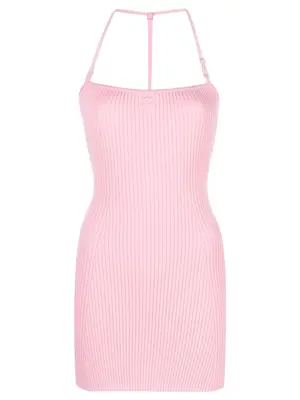 COURREGES Logo-embroidered Halterneck Minidress - Pink