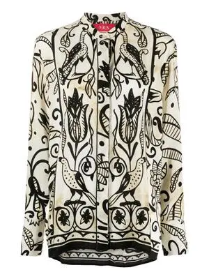 F.R.S FOR RESTLESS SLEEPERS Floral-print Silk Shirt - White