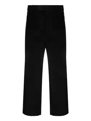 Thom Browne Corduroy Trousers With Rwb Stripe - Black