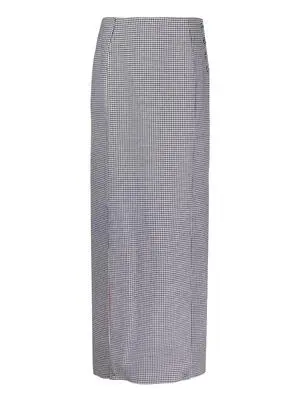 Thom Browne Houndstooth Wool Maxi Skirt - Black