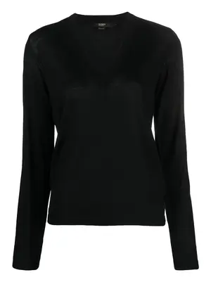 Seventy Lightweight V-neck Wool Jumper - Black