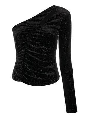 PATRIZIA PEPE Patrizia Pepe Glitter-detail Asymmetric Velvet Top