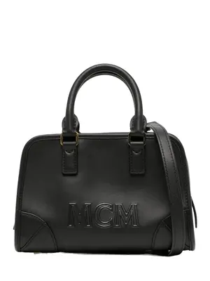 Mcm Mini Aren Embossed Leather Bag - Black