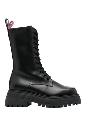 3JUIN Lace-up Leather Boots - Black