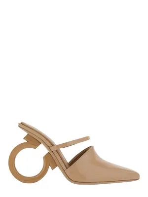 FERRAGAMO Elina 75mm Leather Mules - Neutrals