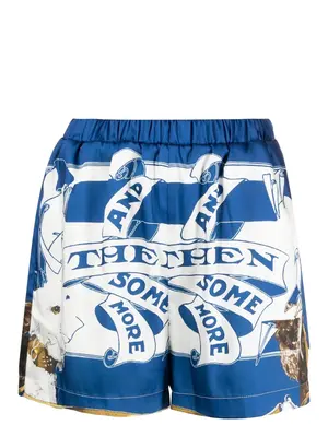 MSGM Graphic-print Mini Shorts - Blue