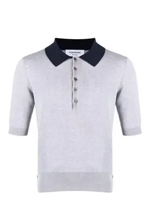 Thom Browne Contrasting-collar Detail Polo Shirt - Grey