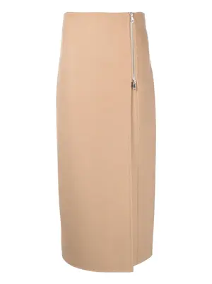 P.a.r.o.s.h Zip-up Wool Skirt - Neutrals