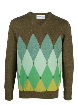 BALLANTYNE Argyle-intarsia Knit Jumper - Green
